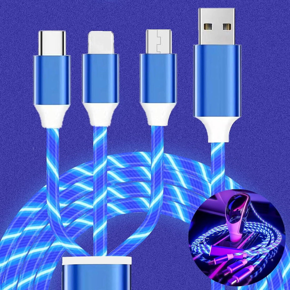 6 foot 3-in-1 Light Up Cable - Pack of 12 – Mila Lifestyle Accessories